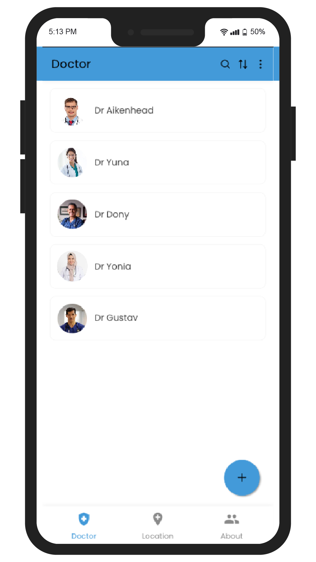 Template AppFibr | Hospital List